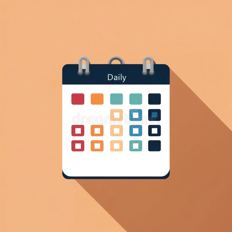 Flat Calendar Illustration with Colorful Numbers and Design Elements ...