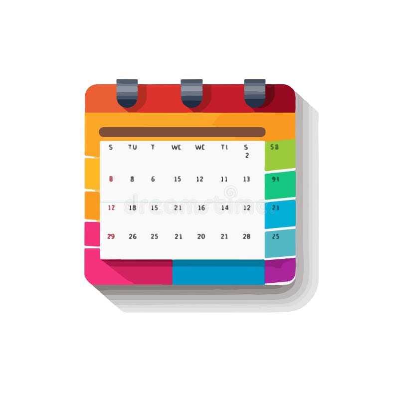 Flat Calender Vector Illustration Template with Vibrant Color Stock ...