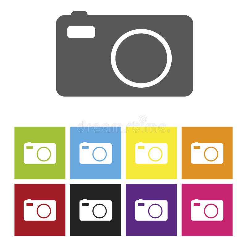 Flat Cameras Colored Squares Set. Digital Data. Vector Illustration ...