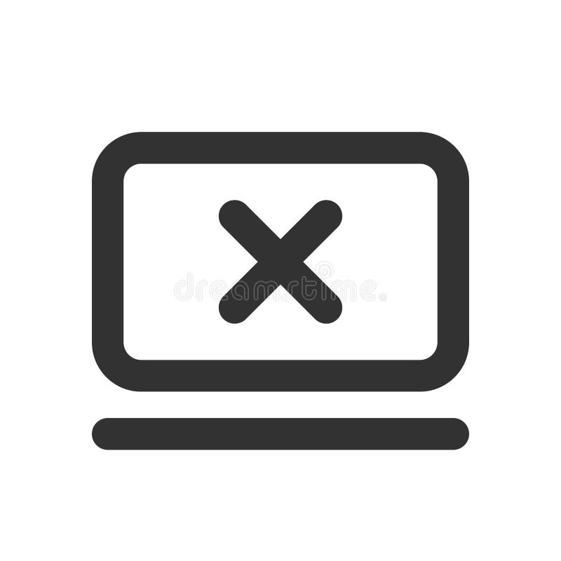 Flat Cancel Icon Inside Monitor Stock Vector - Illustration of icon ...