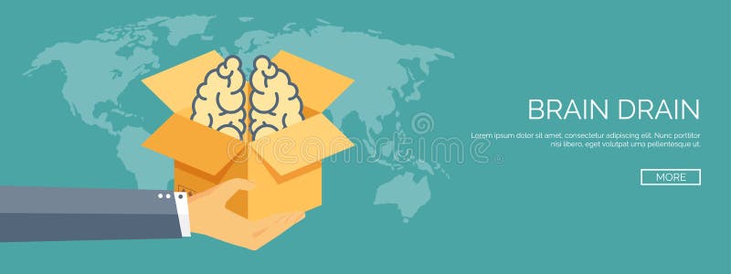 Flat Carton Box with Brains. Brain Drain. Stock Vector - Illustration ...