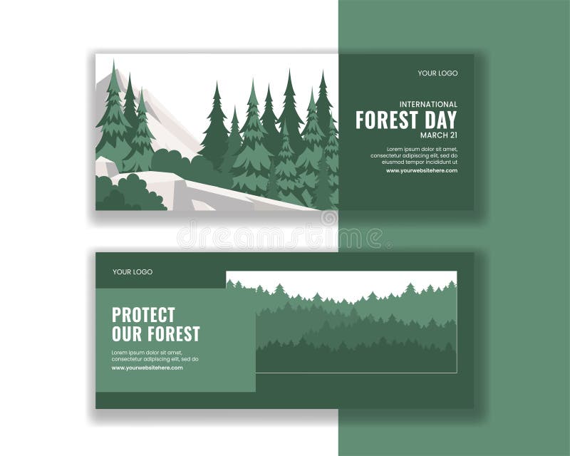 Flat Cartoon Background for International Forest Day Horizontal Banner ...