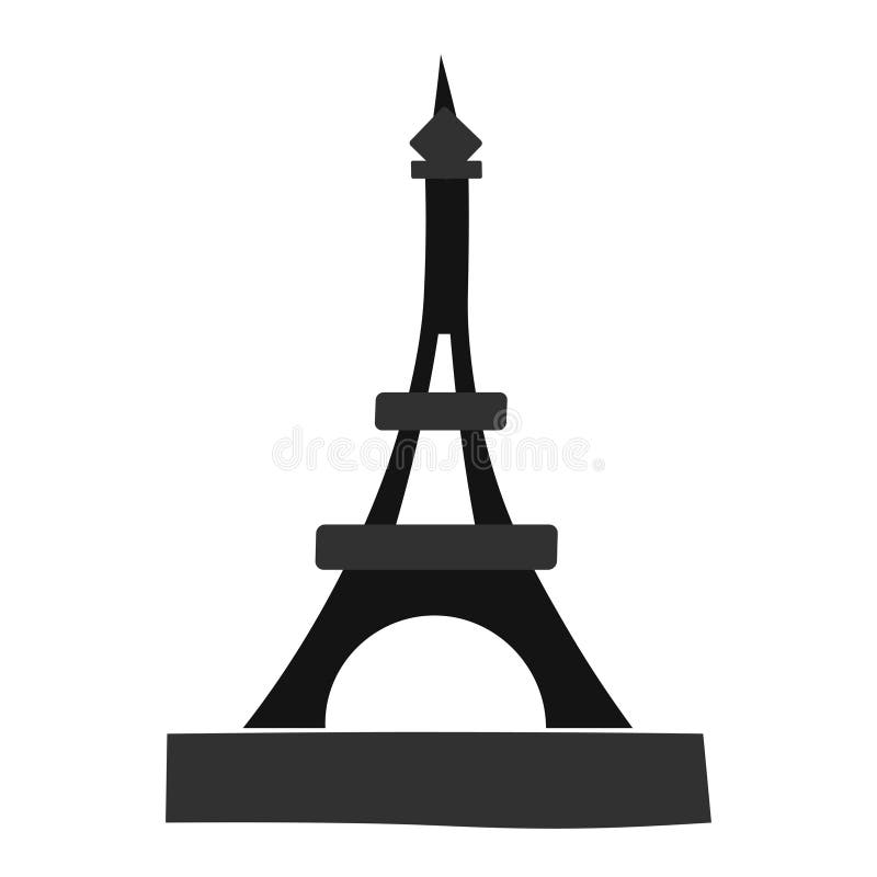 Flat Cartoon Black French Eiffel Tower Icon Illustration Stock ...