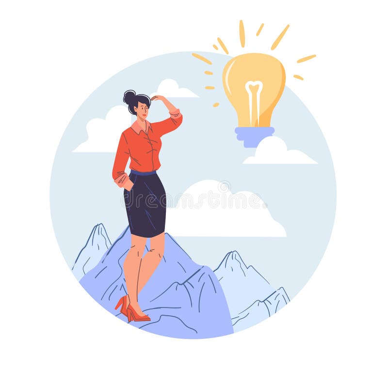 Flat Cartoon Character Look into Distance Vector Illustration Concept ...