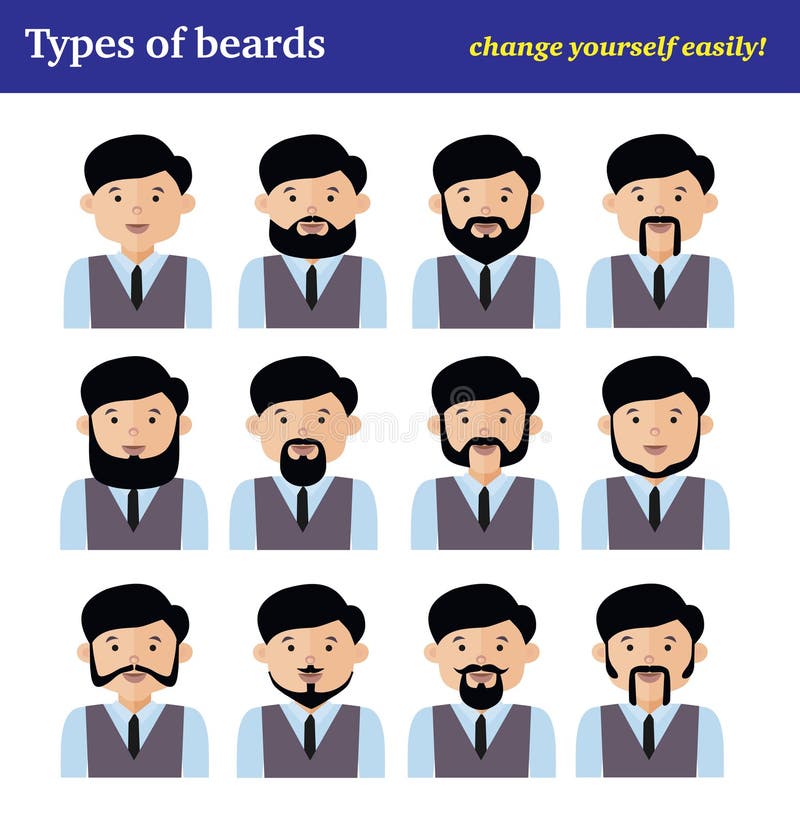 The Flat Cartoon Character Set, Types of Beards Stock Vector ...