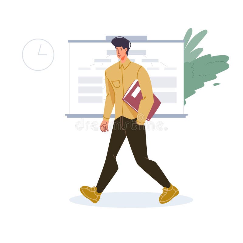 Flat Cartoon Character at Work, Vector Illustration Concept Stock ...