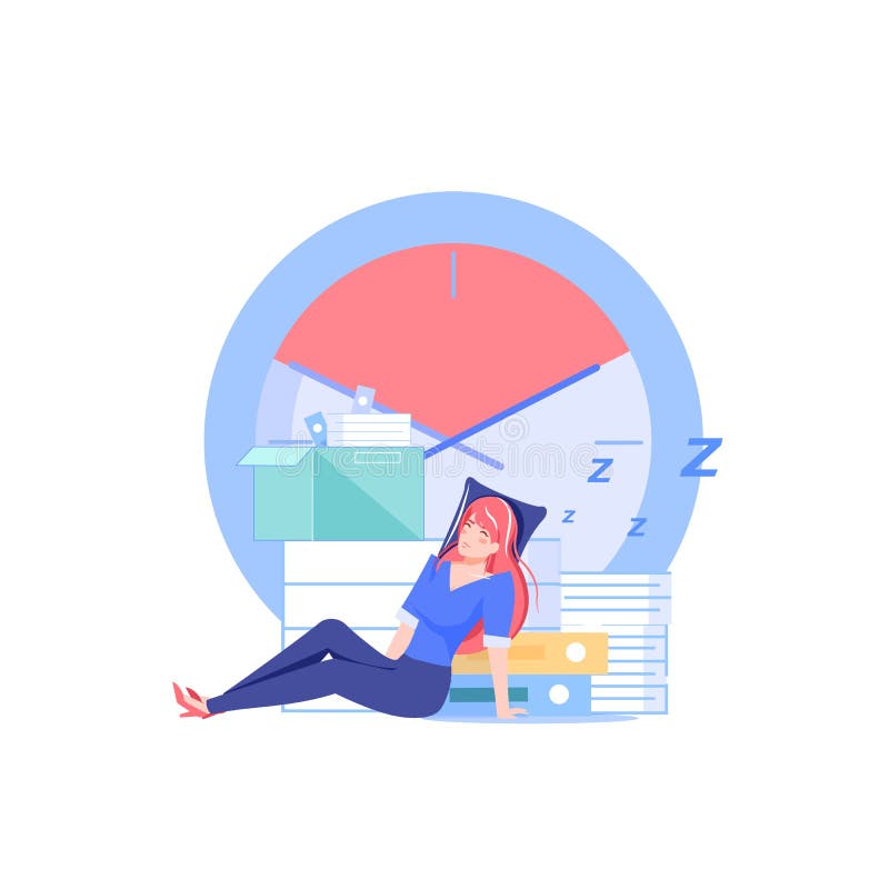 Flat Cartoon Employee Characters Procrastination at Work Vector ...