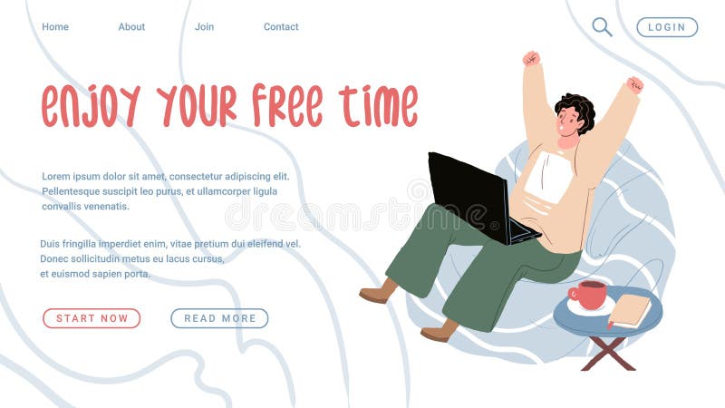 Flat Cartoon Employee Characters Procrastination at Work Vector ...