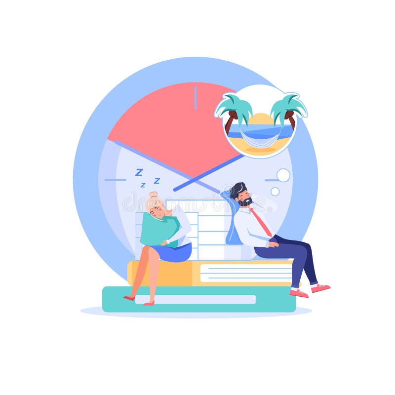 Flat Cartoon Employee Characters Procrastination at Work Vector ...