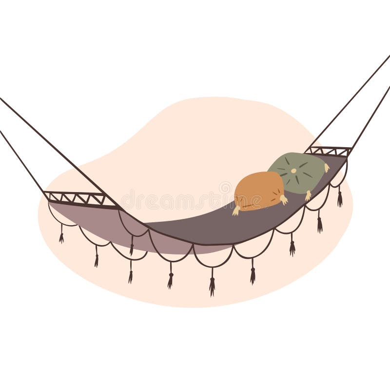 Flat Cartoon Hammock with Boho Decorations and Pillows. Rest and Relax ...