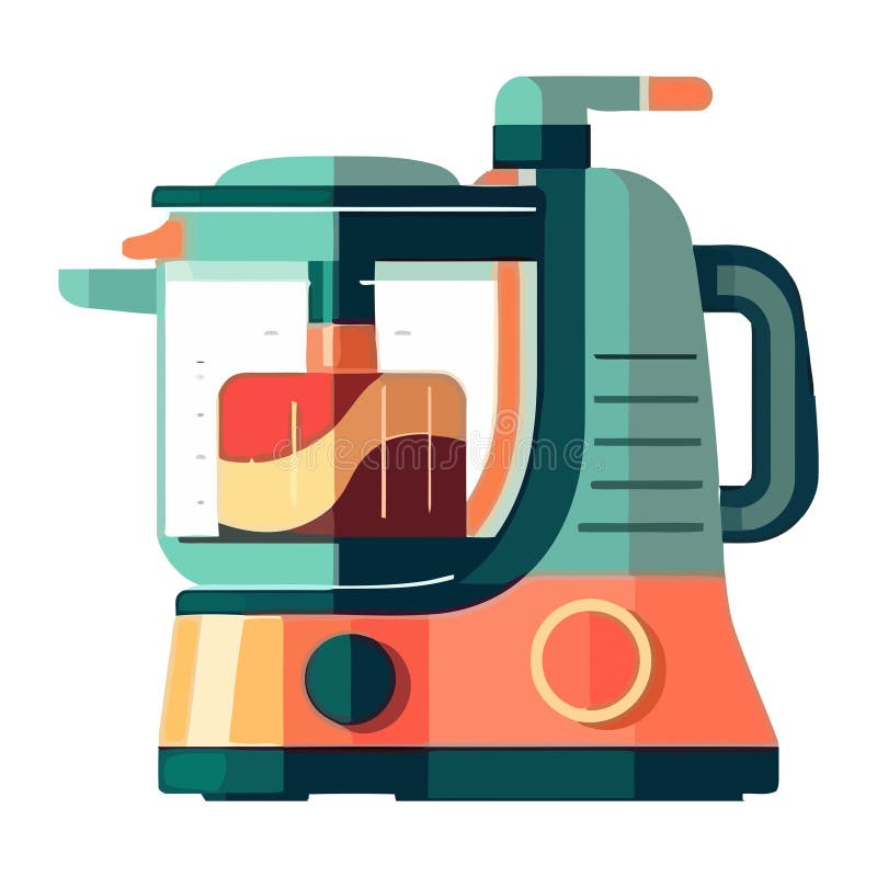 Flat Cartoon Icon of Kitchen Food Processor Stock Vector - Illustration ...
