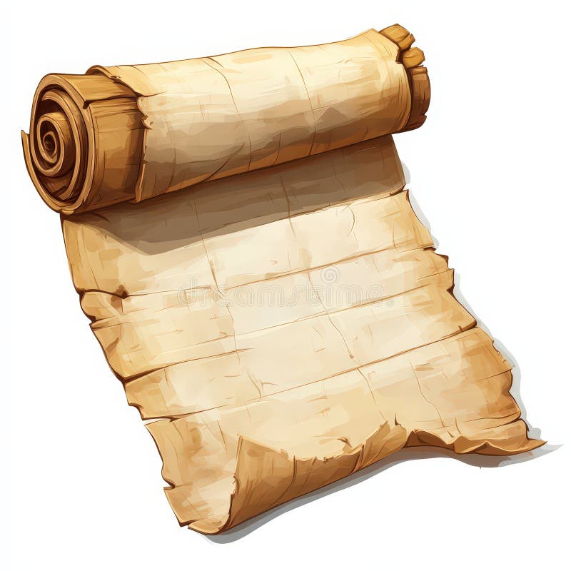 Cartoon Flat Style Drawing of Old Papyrus Scroll with Hieroglyphs Stock ...