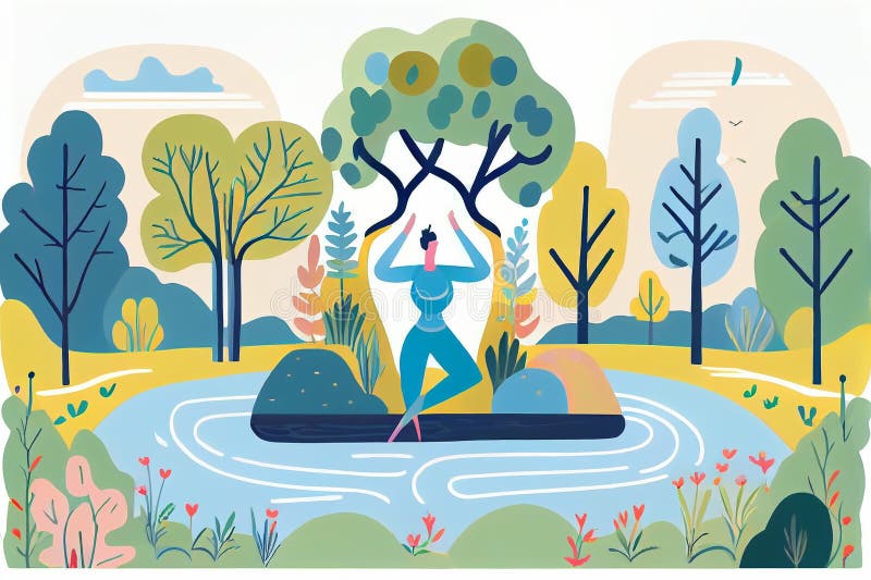 Flat Cartoon Illustration of a Landscape Stock Illustration ...