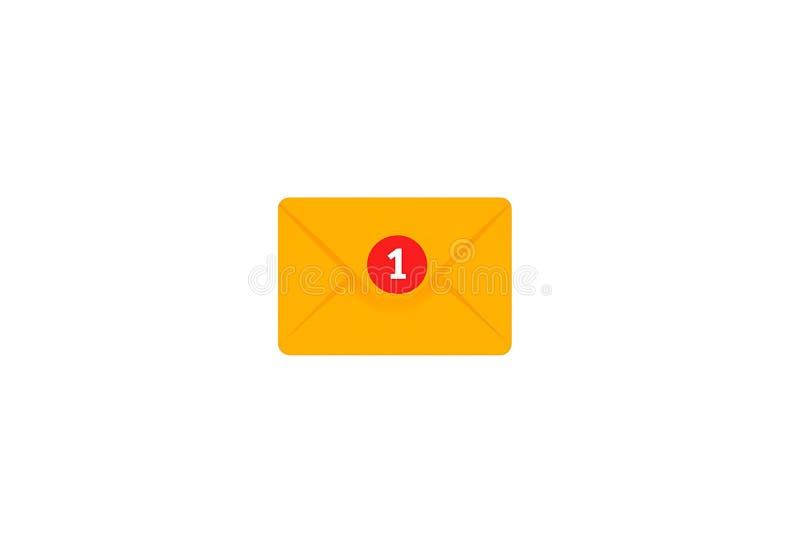 Flat Cartoon-style Yellow Envelope with Red Circle and Number One ...