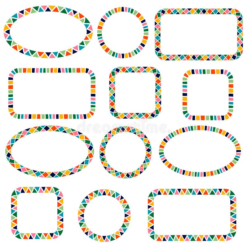Flat Cartoon Vector Frames Set Isolated on White. Stock Vector ...