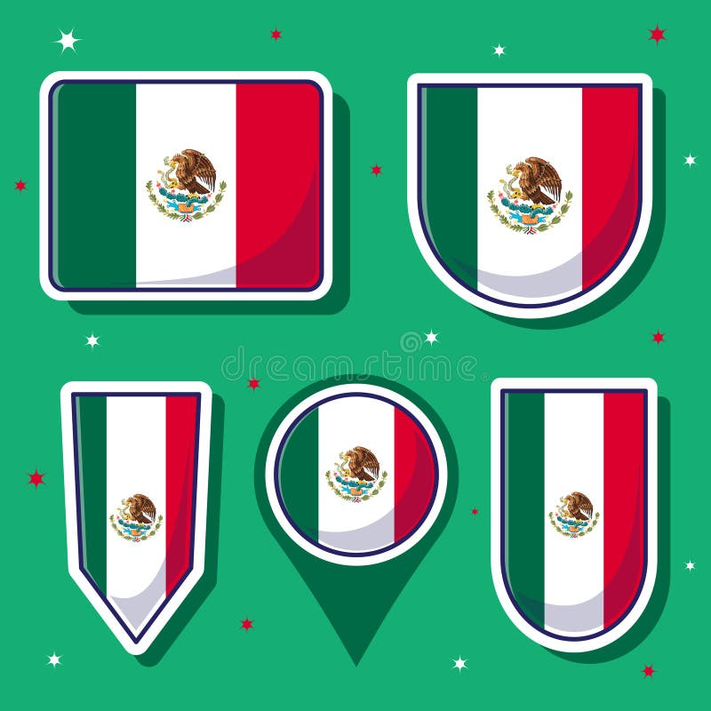 Flat Cartoon Vector of Mexico Official Flags Stock Vector ...