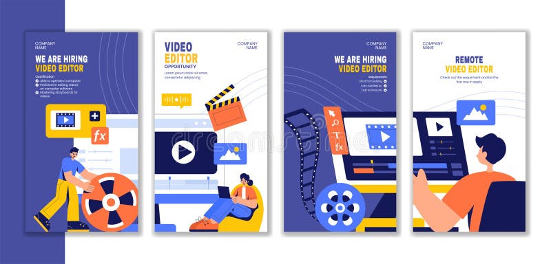 Flat Cartoon Vector Illustration of Video Editing Software with Hand ...