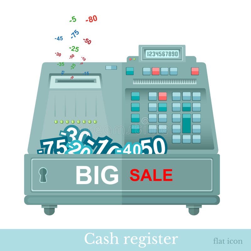 Flat Cash Register Big Sale Stock Vector - Illustration of computing ...