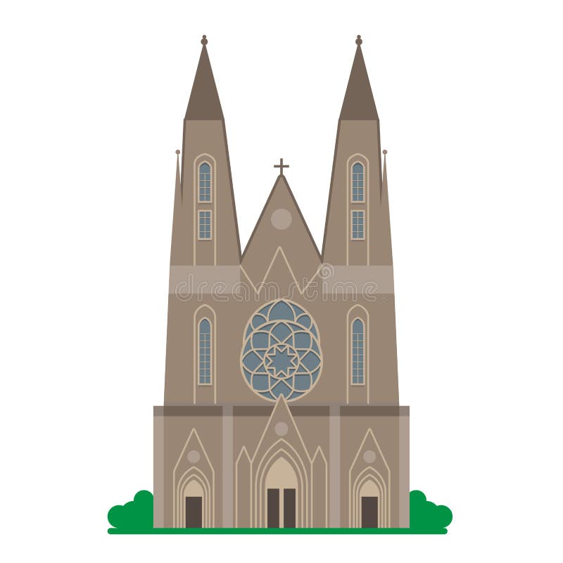 Flat cathedral stock vector. Illustration of medieval - 63435258