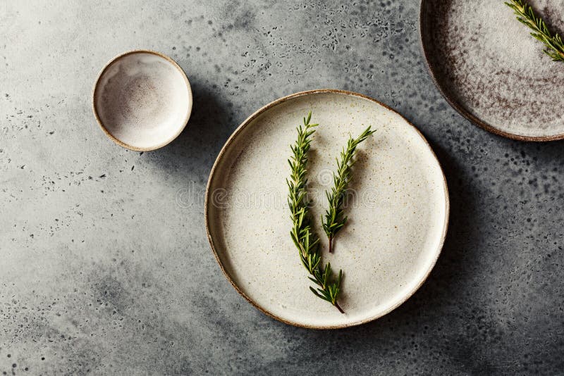 Flat ceramic plates stock image. Image of rustic, collection - 163627431