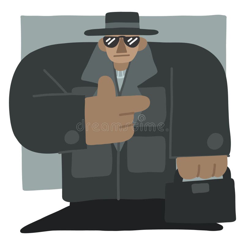 A Flat Design Character Illustration of Secret Agent Disguised As Mafia ...