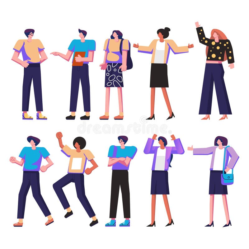 Flat Character Color Full Set Illustration Design Stock Vector ...