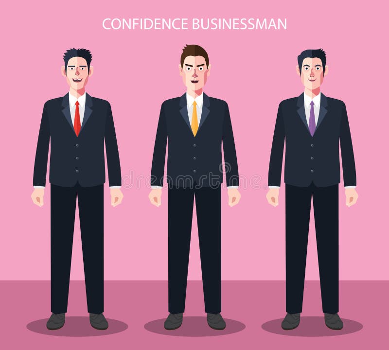 Flat Characters of Confidence Businessman Concept Illustrations Stock ...