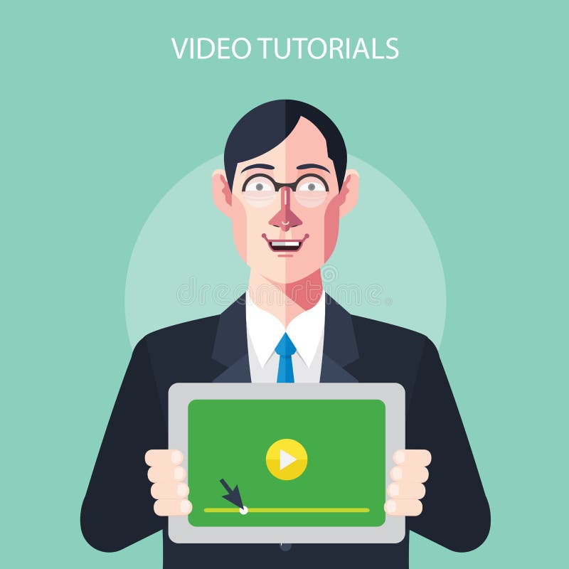Flat Characters of Video Tutorials Concept Illustrations Stock Vector ...