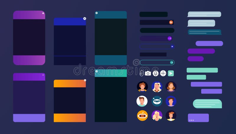 Flat Chat Bot Windows with User Avatar, Message Bubble Stock Vector ...