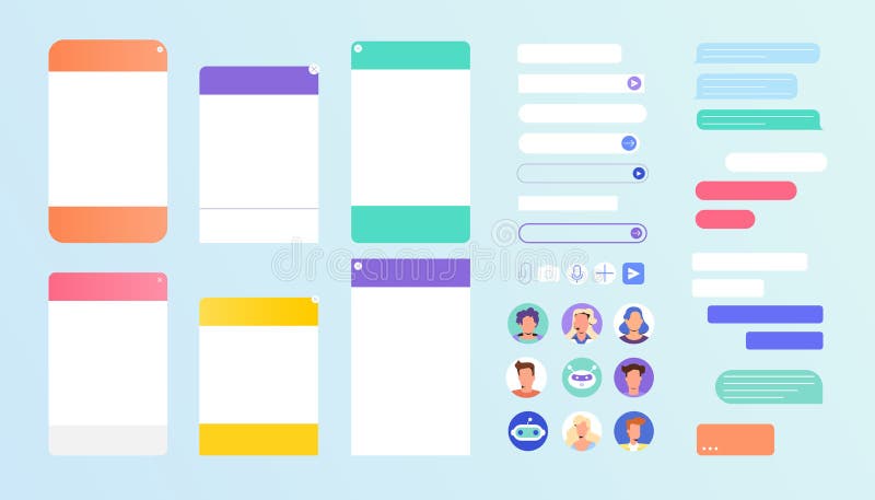 Flat Chat Bot Windows with User Avatar, Message Bubble Stock Vector ...