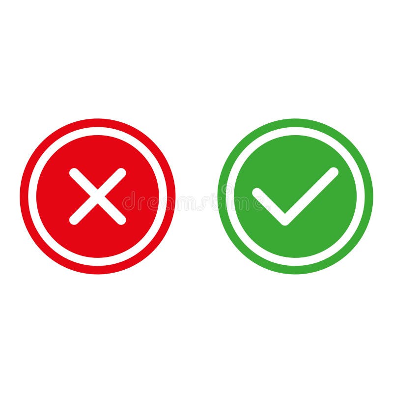 Flat Check Mark Cross Icons. Vector Illustration Stock Vector ... Flat Check Mark Cross Icons. Vector Illustration Stock Vector ...