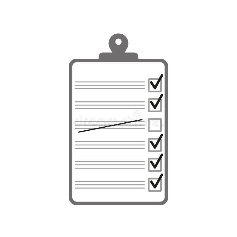 Flat Checklist Icon. Document Symbol. a Checklist with a Crossed Out ...