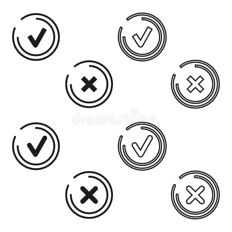 Flat Checkmarks Crosses Lines. Vector Illustration. Stock Image Stock ...