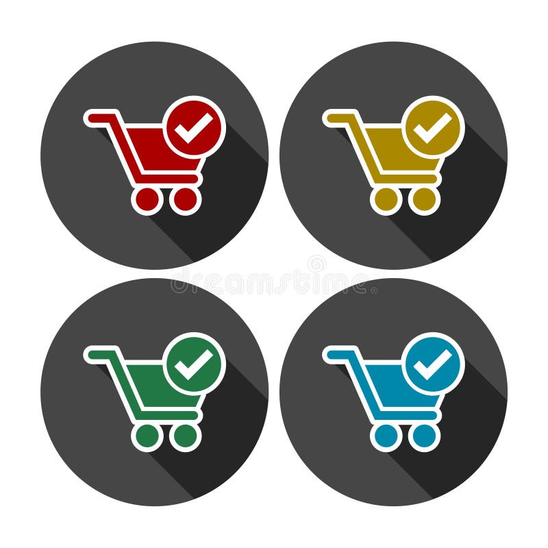 Flat checkout icons set stock vector. Illustration of icon - 121844373
