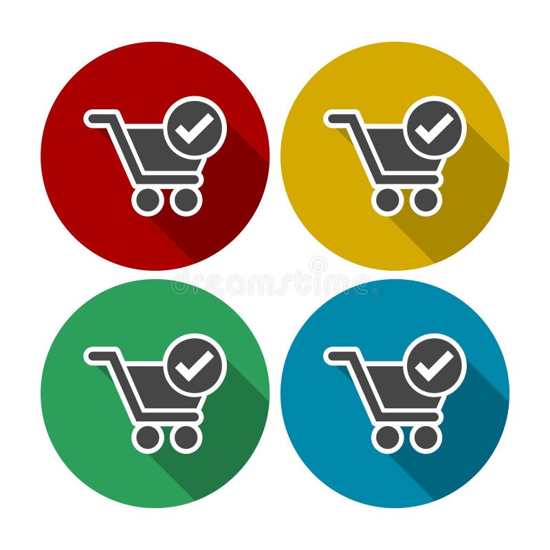 Flat checkout icons set stock vector. Illustration of approve - 121844393