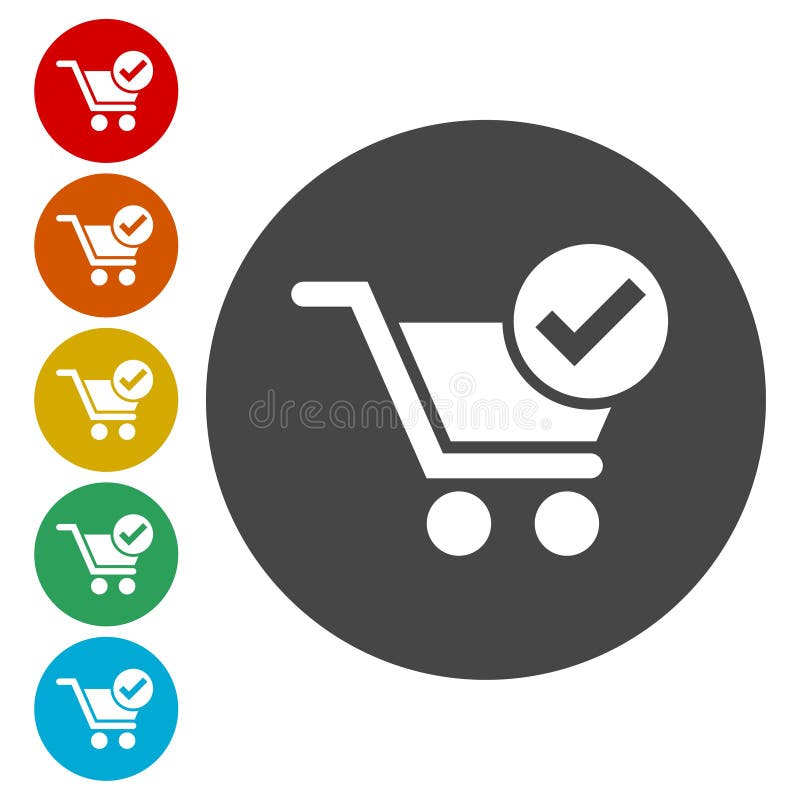 Flat checkout icons set stock vector. Illustration of blank - 136160148