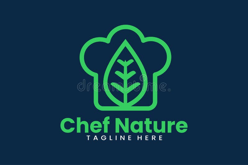 Flat Chef Nature Leaf Logo Template Vector Design Stock Vector ...