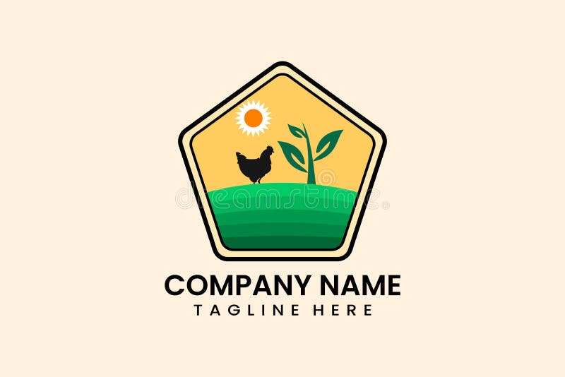 Flat Chicken Farm Logo Template Illustration Stock Vector ...