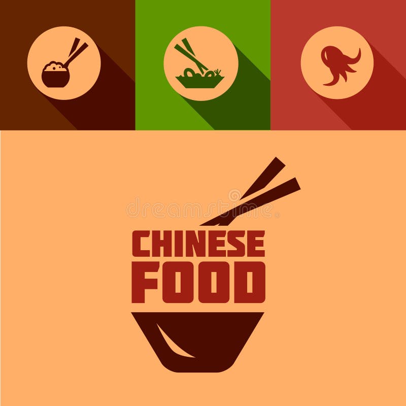 Vector Flat Hand Drawn Chinese Food Restaurant Logo with Sticks and ...
