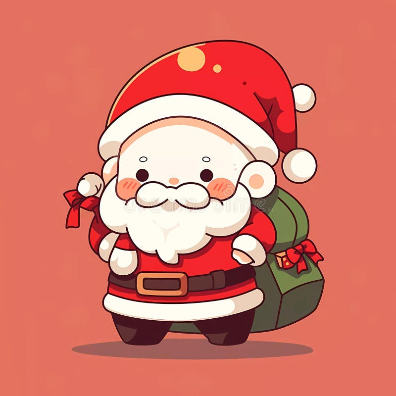Flat Christmas Mascot Santa. Generative Ai Design Stock Illustration ...