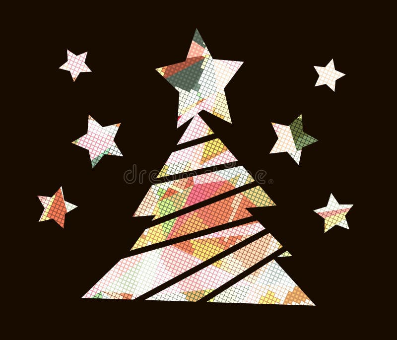 Flat Christmas Tree Icon with Triangles. Stock Vector - Illustration of ...