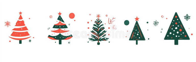 Flat Christmas Trees, Design Elements. Stock Illustration ...