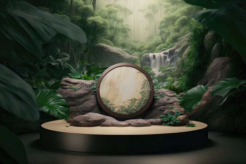 Flat Circle Round Podium Platform Product Display Presentation Tropical ...