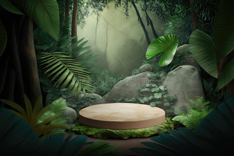 Flat Circle Round Podium Platform Product Display Presentation Tropical ...