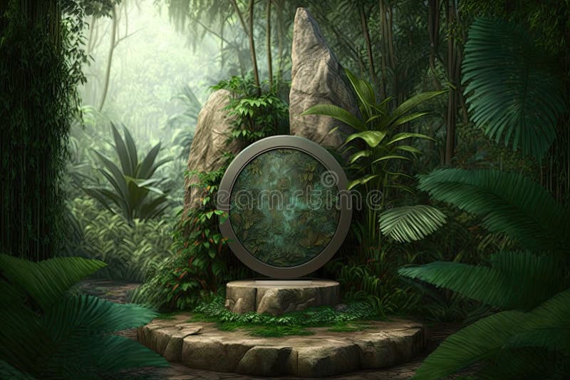 Flat Circle Round Podium Platform Product Display Presentation Tropical ...