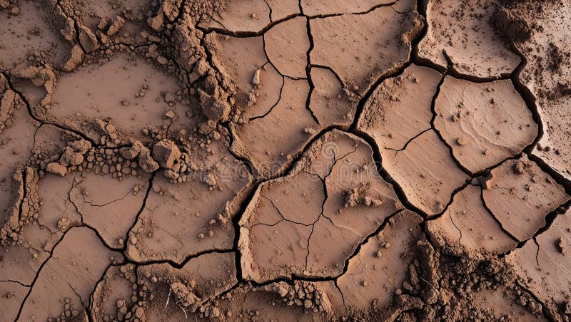 Flat Clay Soil with Fine Cracks and Uneven Moisture Pattern Seen ...