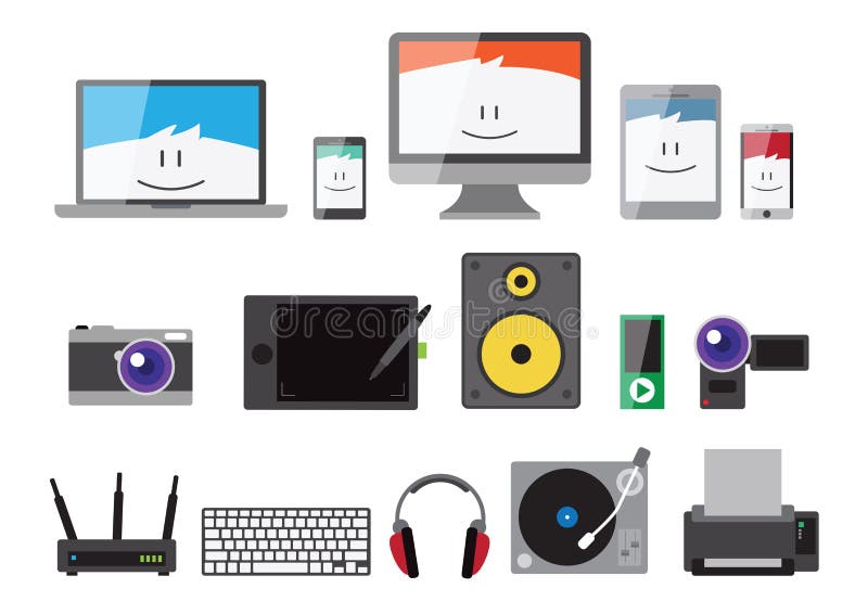 Flat Clean icons set stock vector. Illustration of laptop - 46513032