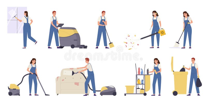 Flat Cleaning Service Set stock vector. Illustration of equipment ...
