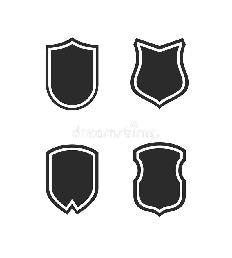 Flat Clip Art Design Elements. Set of Vector Set of Shield Silhouette ...