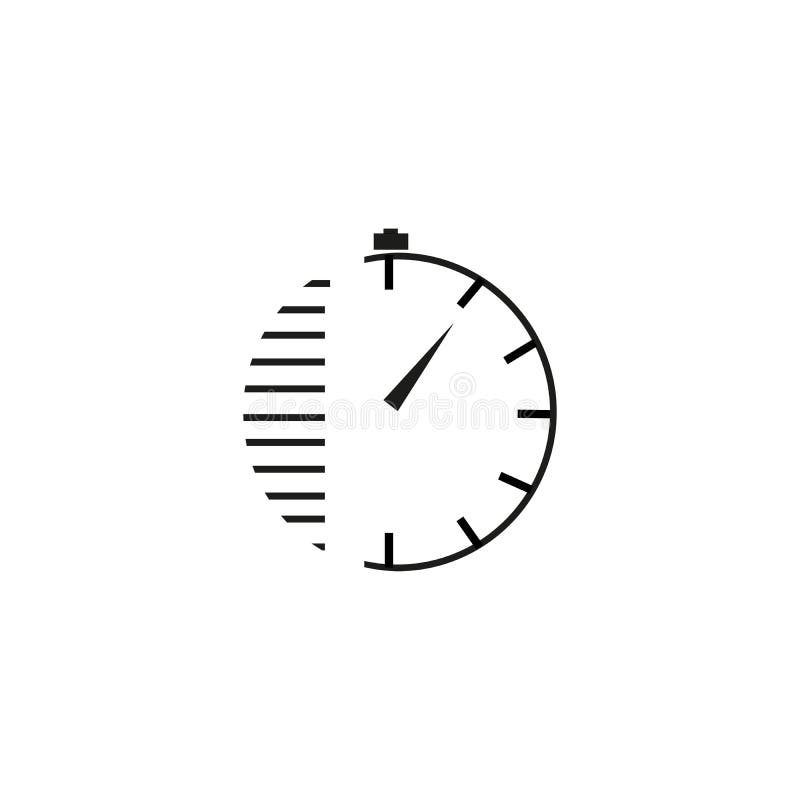 Flat Clock Icon, Symbol of Speed, Vector Illustration Isolated on White ...